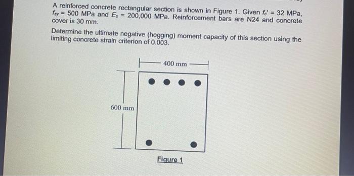 Solved A reinforced concrete rectangular section is shown in | Chegg.com