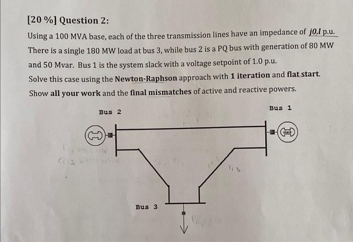 Solved [20%] Question 2: Using a 100 MVA base, each of the | Chegg.com