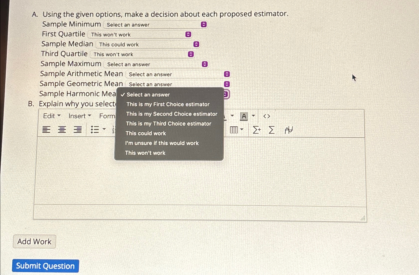 Solved A. ﻿Using the given options, make a decision about | Chegg.com