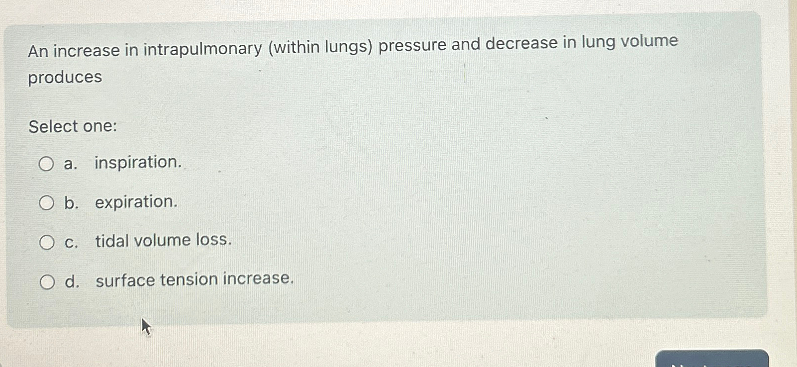 Solved An increase in intrapulmonary (within lungs) | Chegg.com