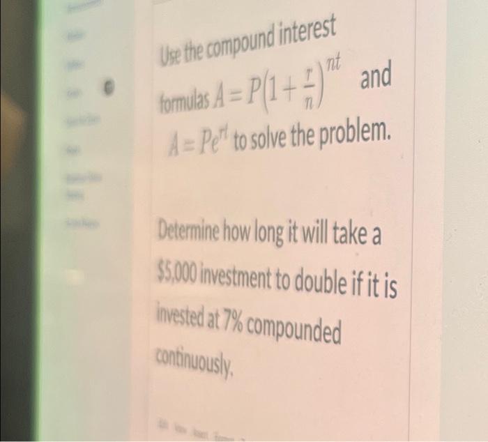 Solved Use the compound interest fomulas A=P(1+ni)nt and | Chegg.com