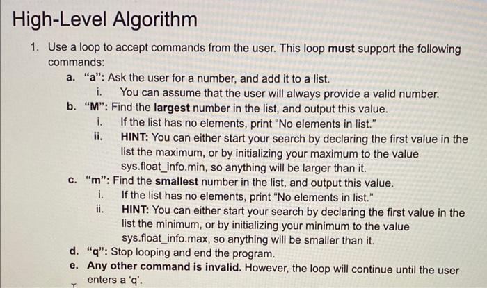 Solved Use a loop to accept commands from the user. This | Chegg.com