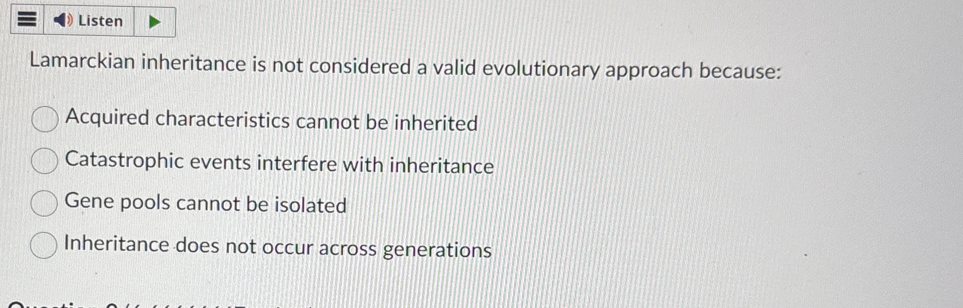 Solved Lamarckian inheritance is not considered a valid | Chegg.com