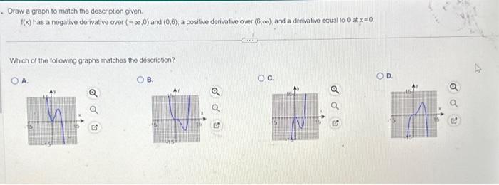 Solved Draw a graph to match the description given. f(x) has | Chegg.com