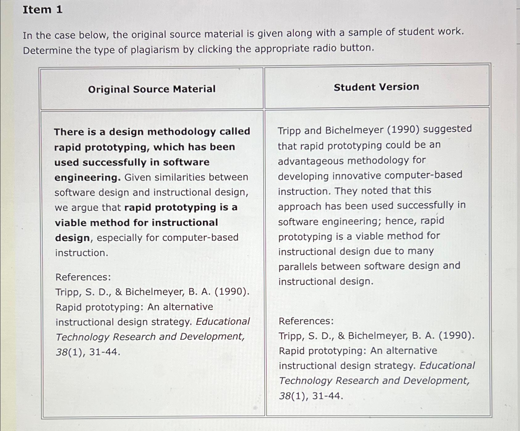 Solved Item 1In the case below, the original source material | Chegg.com