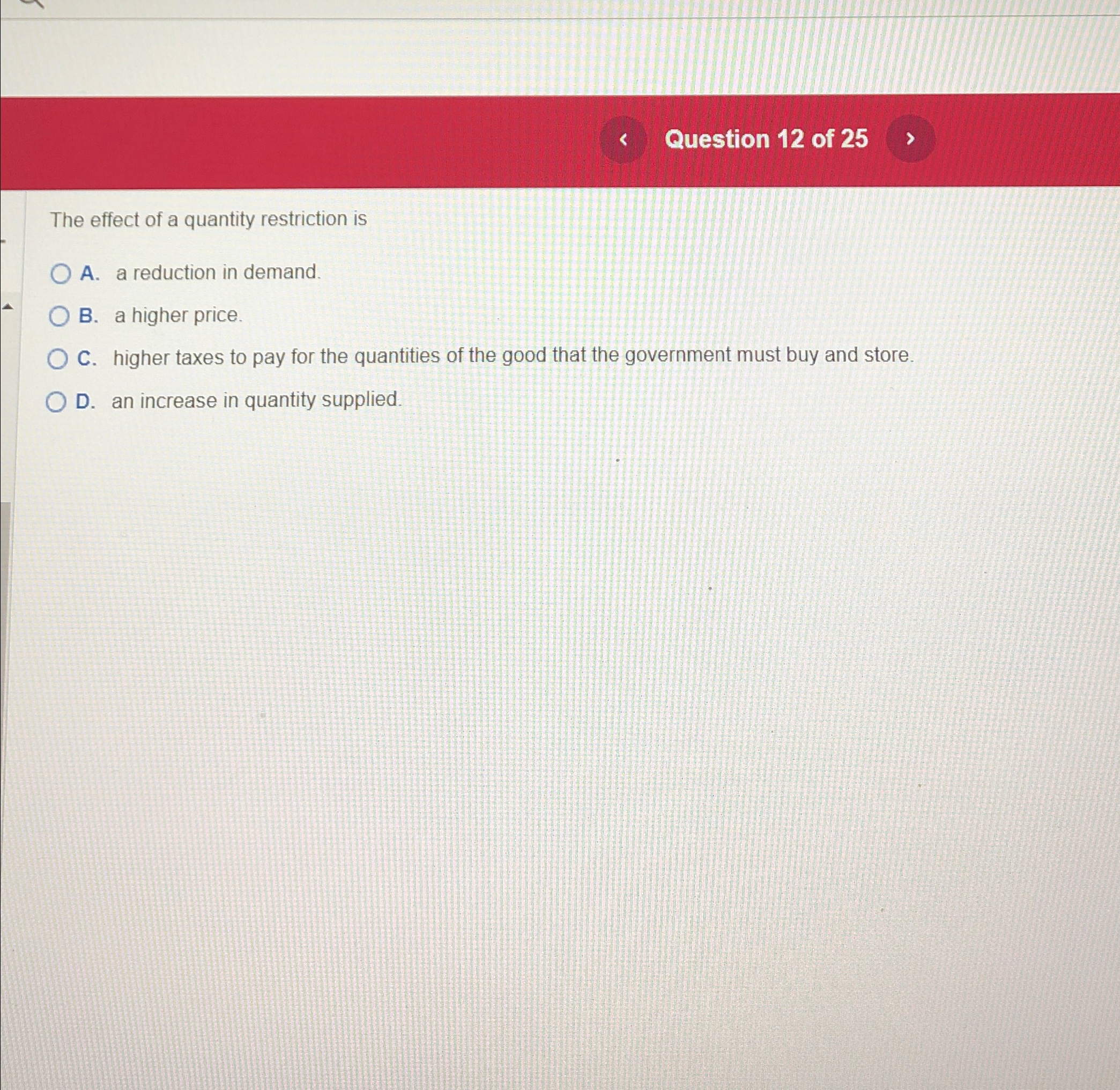 Solved Question 12 ﻿of 25The effect of a quantity | Chegg.com