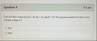 Solved Question 90.1 ﻿ptsA set of x ﻿and Y ﻿scores has | Chegg.com