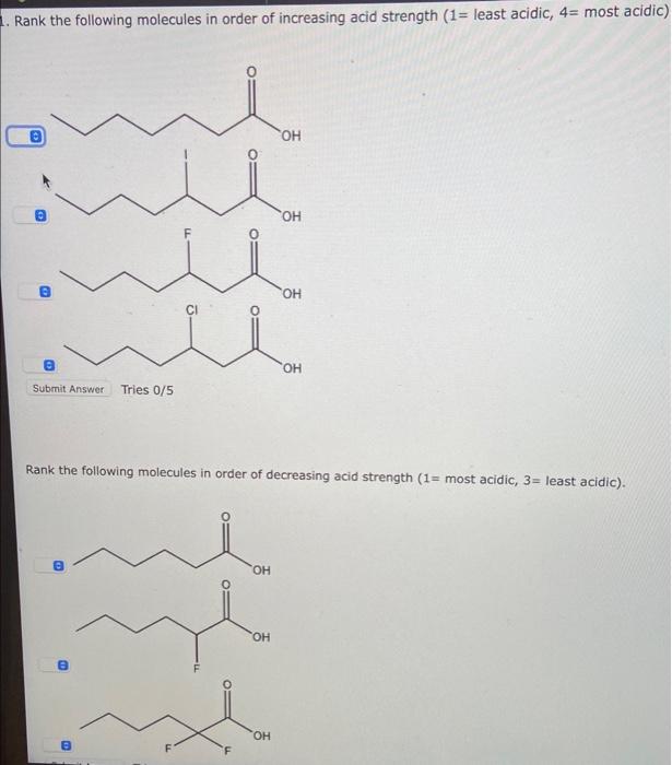 Solved Rank the following molecules in order of increasing | Chegg.com
