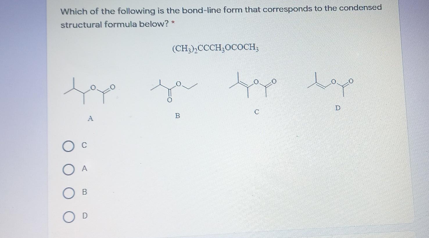 Solved Which of the following is the bond-line form that | Chegg.com