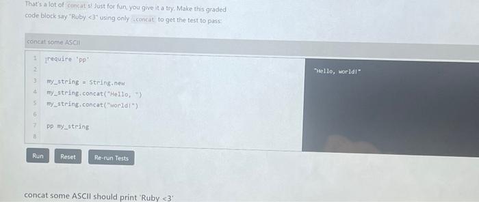 Solved That's a lot of concat st Just for fun, you give it a | Chegg.com
