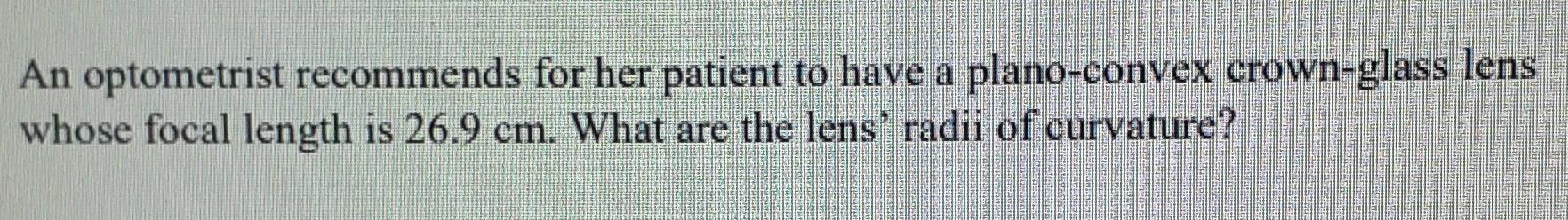Solved An optometrist recommends for her patient to have a | Chegg.com