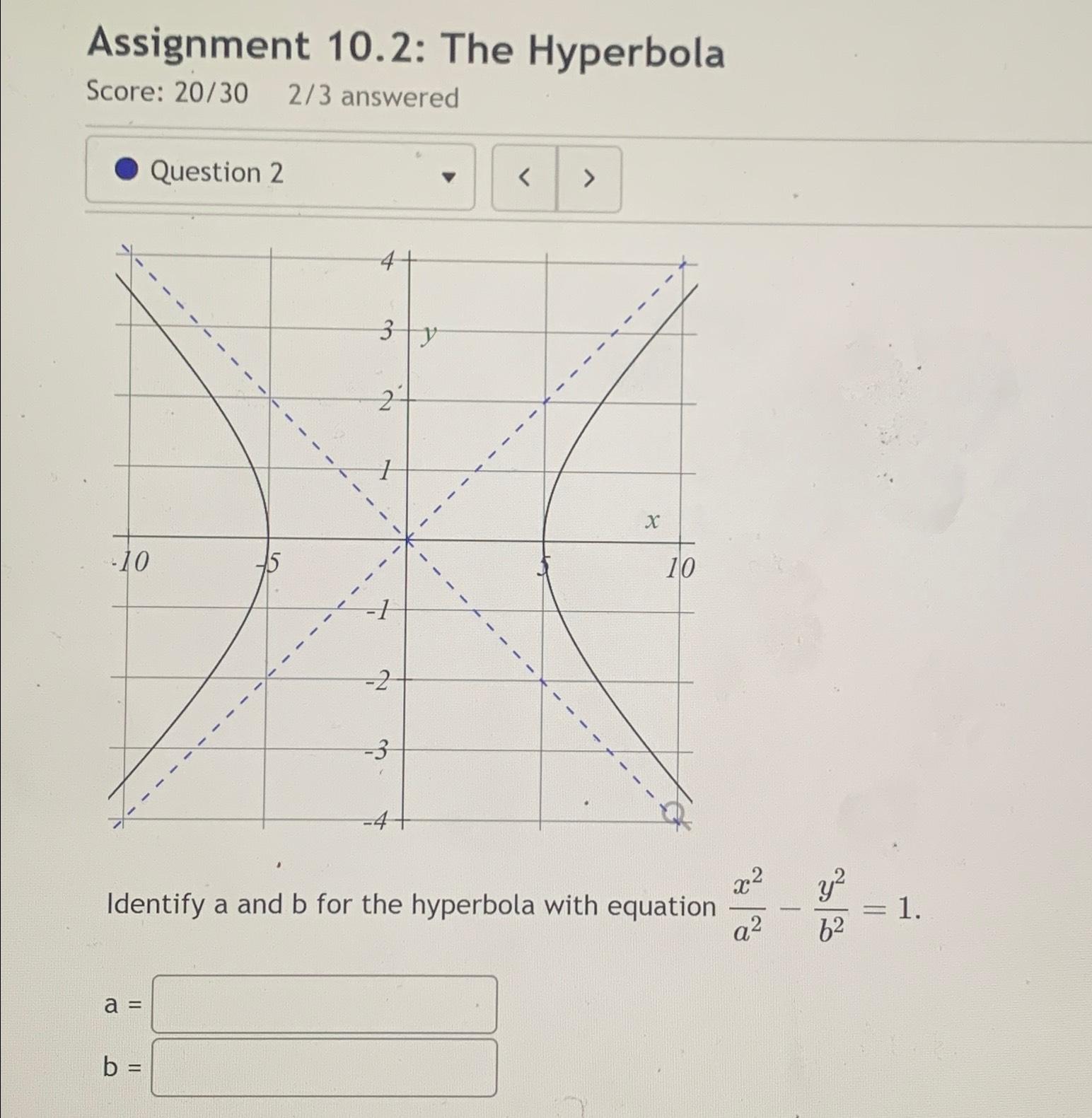 Solved Assignment 10.2: The HyperbolaScore: 203023 | Chegg.com