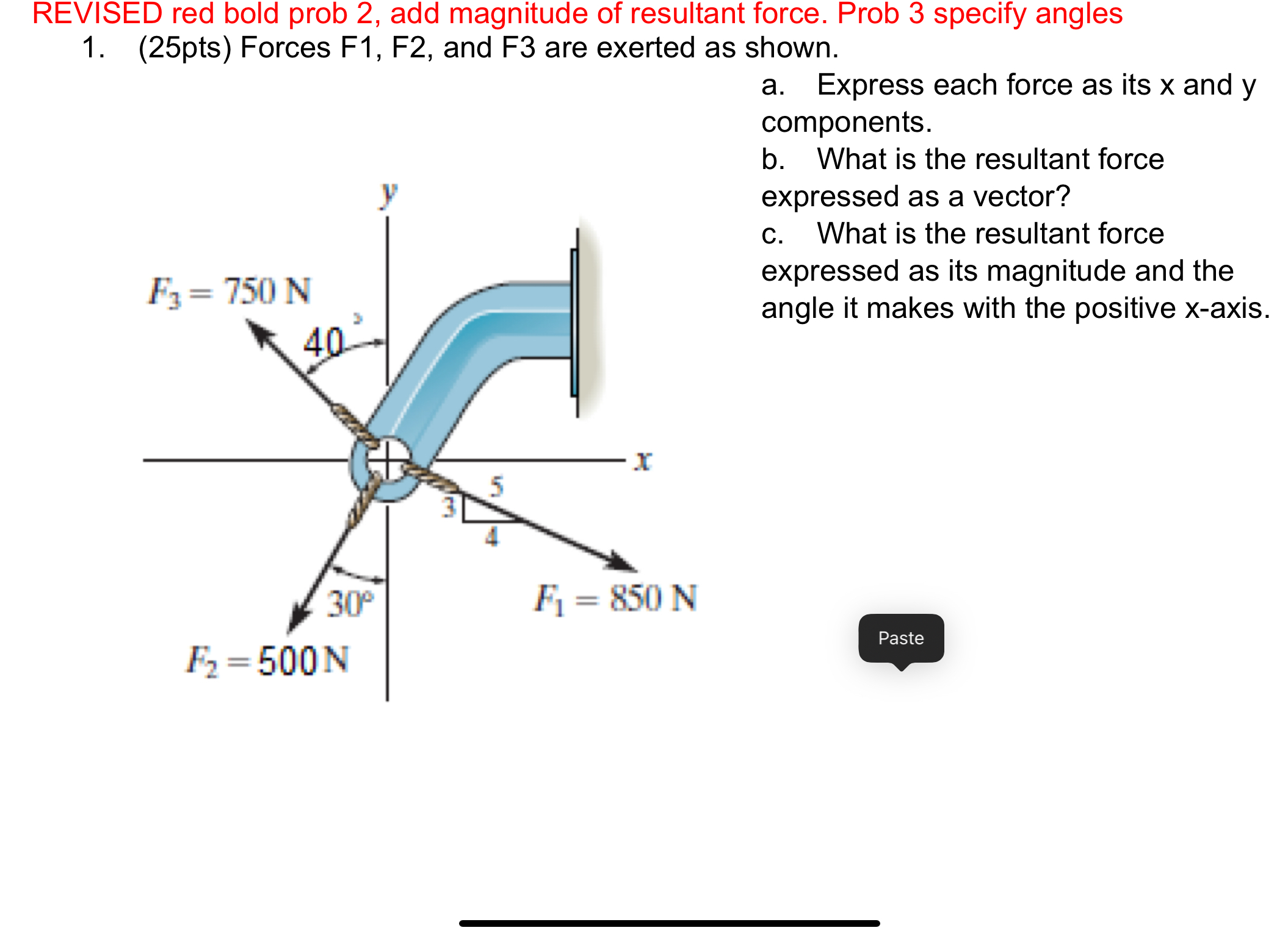 Solved REVISED red bold prob 2, ﻿add magnitude of resultant | Chegg.com