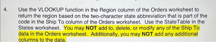 Solved Use the VLOOKUP function in the Region column of the | Chegg.com