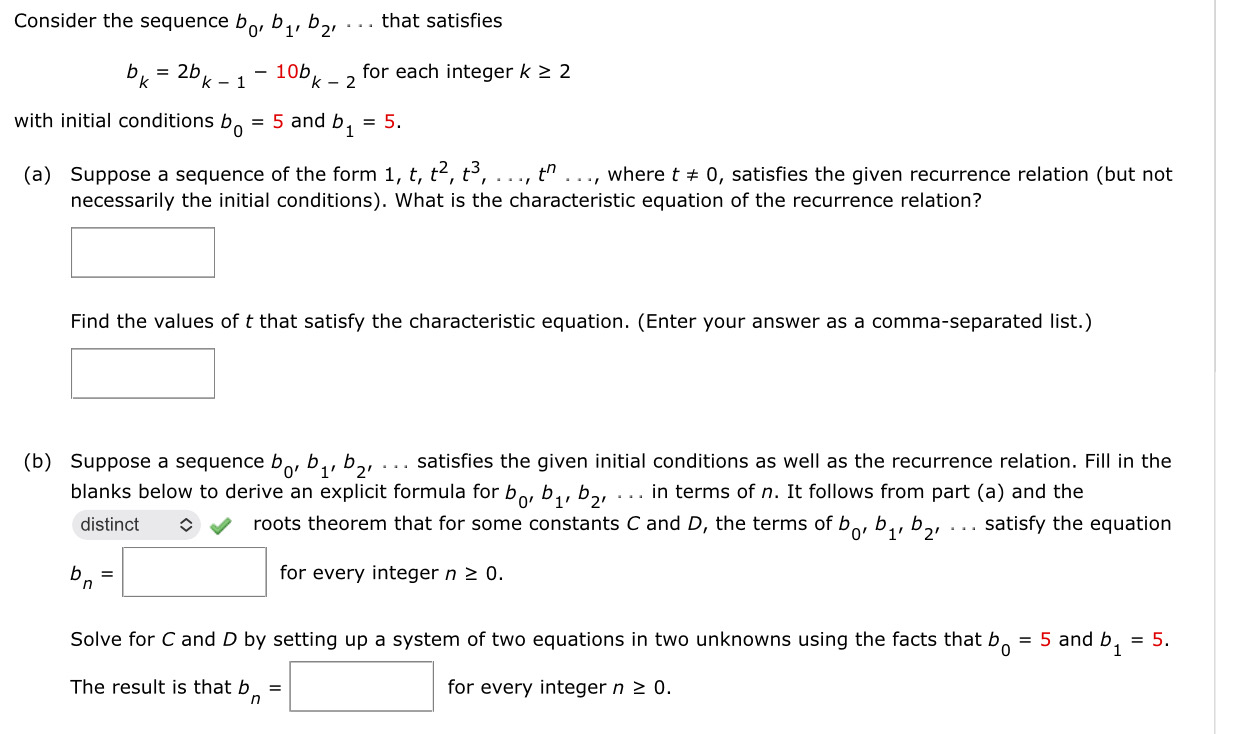 Solved Consider the sequence b0,b1,b2,dots that | Chegg.com