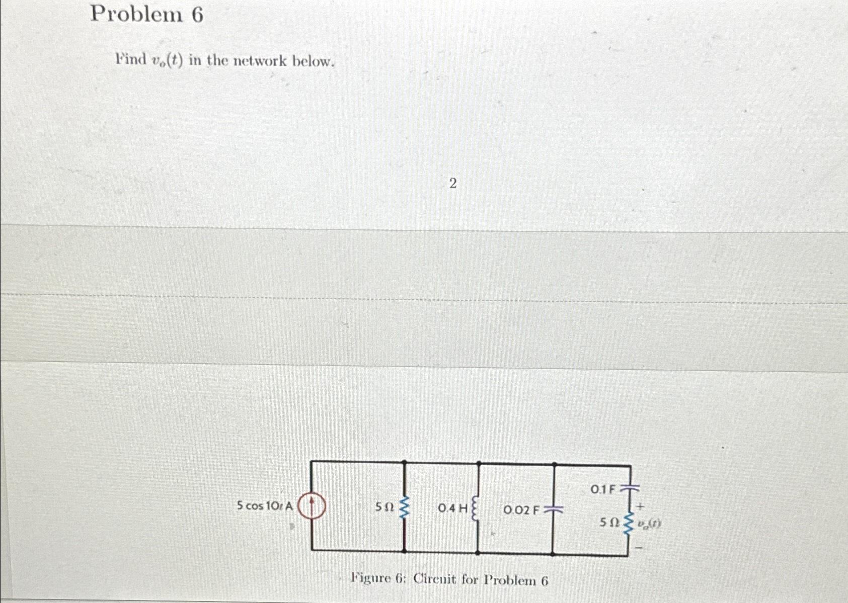 Solved Problem 6Find vo(t) ﻿in the network below.2 | Chegg.com