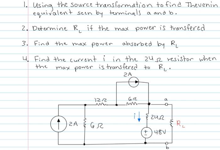 Solved 1. Using the source transformation to find Thevenin | Chegg.com