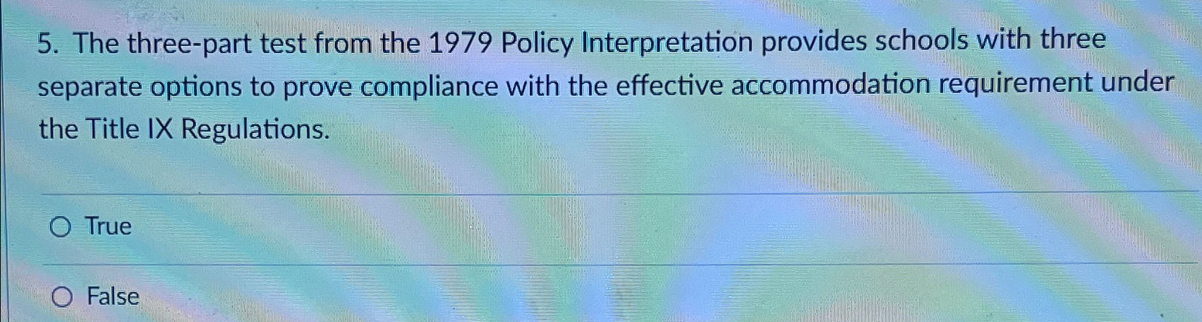 Solved The three-part test from the 1979 ﻿Policy | Chegg.com