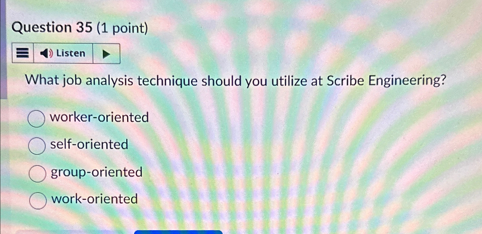 Solved Question 35 (1 ﻿point)What job analysis technique | Chegg.com