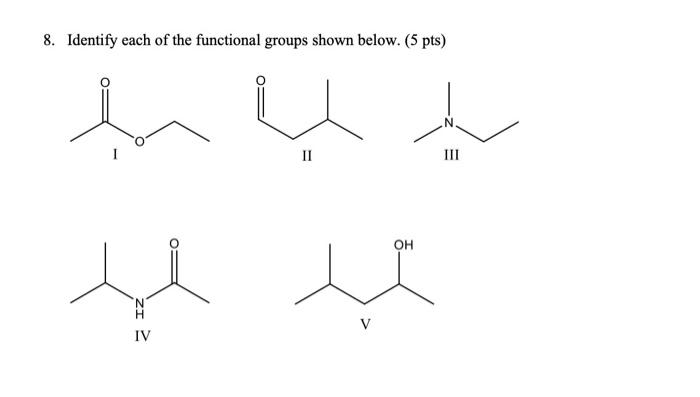 Solved 8. Identify each of the functional groups shown | Chegg.com