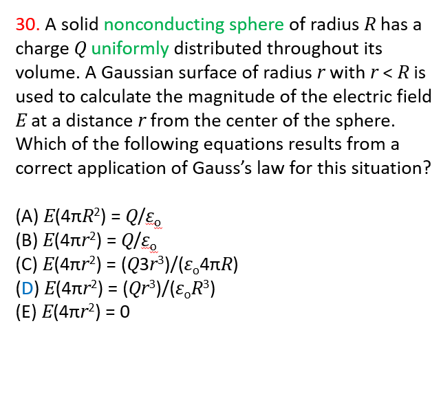 Solved A solid nonconducting sphere of ﻿radius R ﻿has | Chegg.com