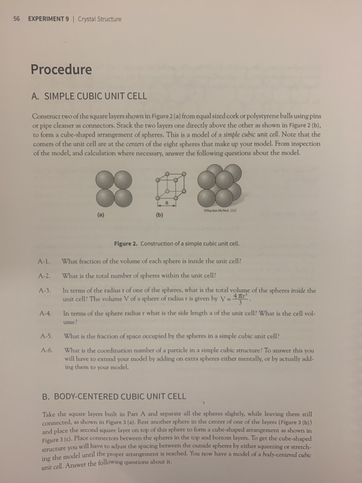 56 EXPERIMENT 9 | Crystal Structure Procedure A. | Chegg.com