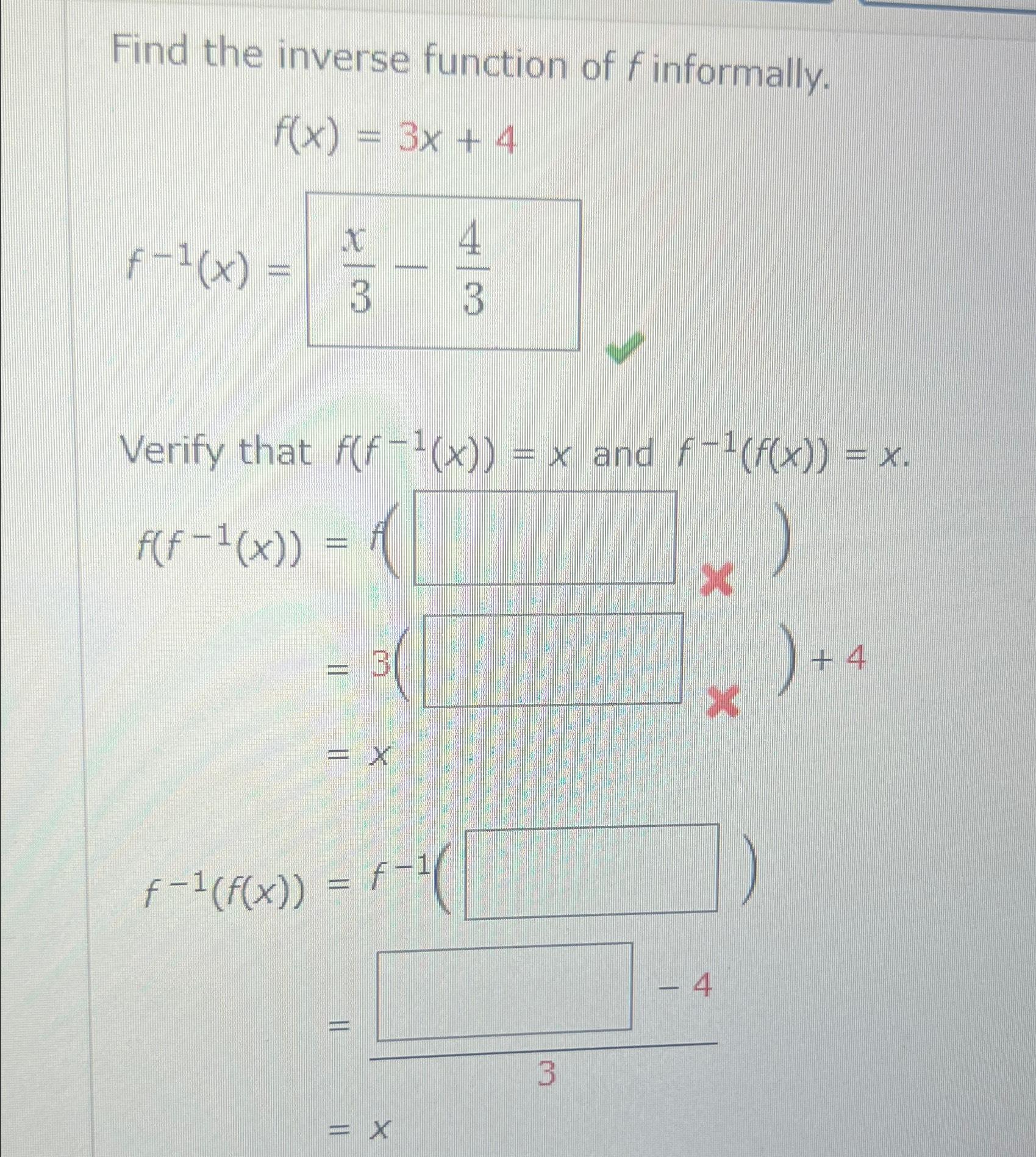 Solved Find the inverse function of f | Chegg.com