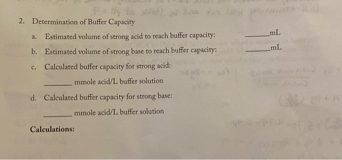 Solved Need help on 2. Determination of buffer capacity. | Chegg.com