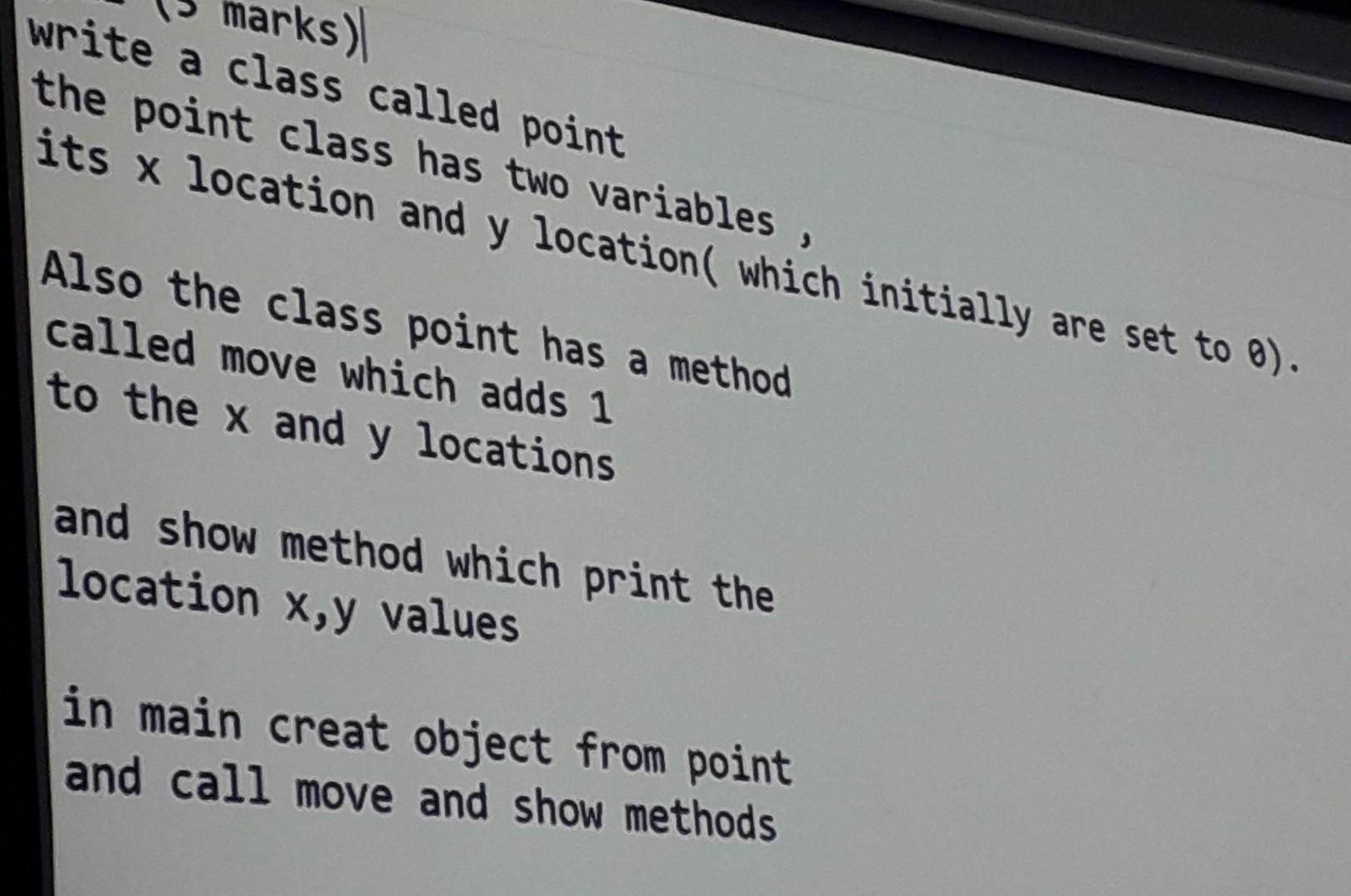 Solved the point class called point its x locations has two | Chegg.com