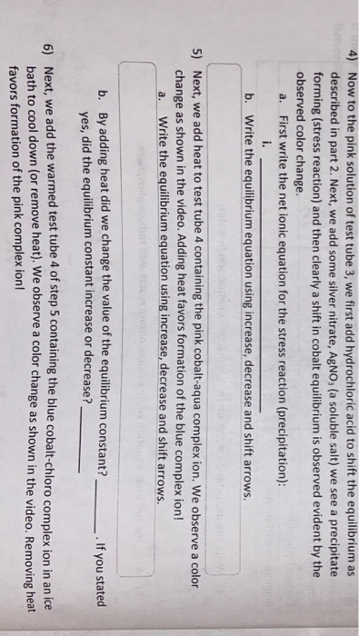 4) Now to the pink solution of test tube 3, we first | Chegg.com