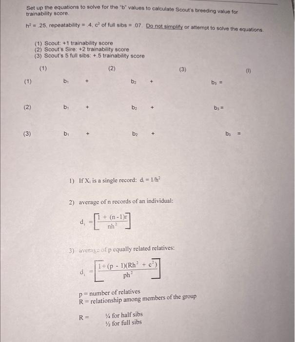 Set up the equations to solve for the " b7 values to | Chegg.com
