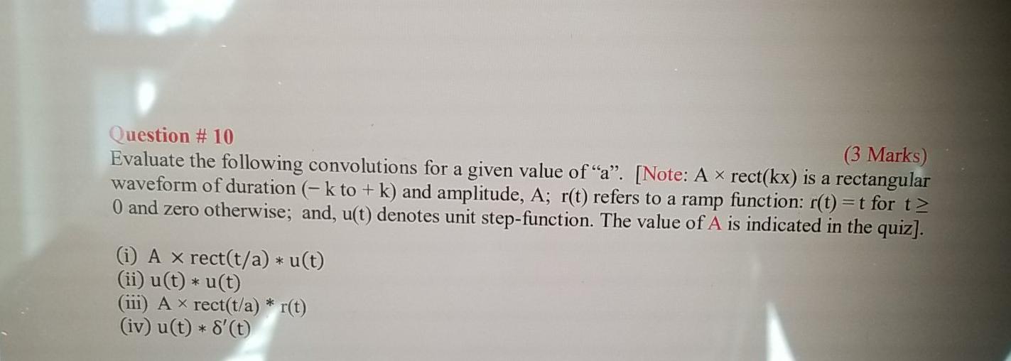 Solved Question # 10 (3 Marks) Evaluate the following | Chegg.com