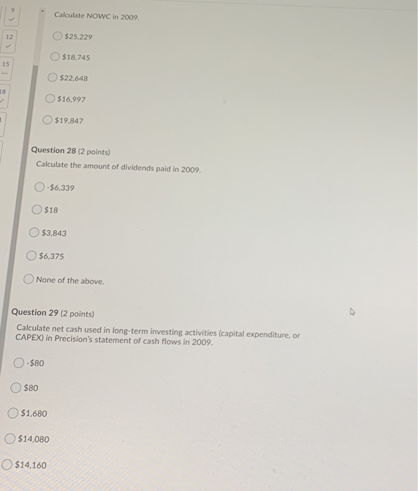 9 Calculate NOWC in 2009. 12 $25.229 $18,745 15 | Chegg.com