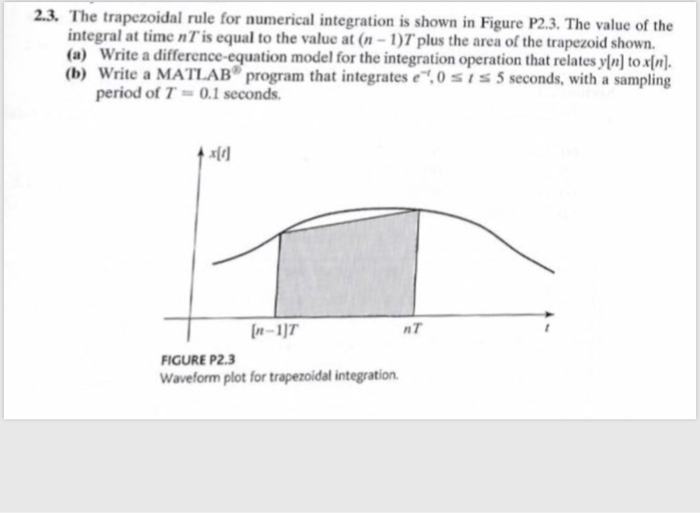 Solved 2.3. The trapezoidal rule for numerical integration | Chegg.com
