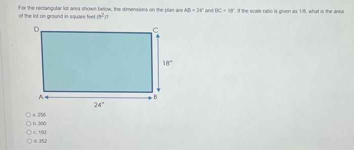 Solved For the rectangular lot area shown below, the | Chegg.com
