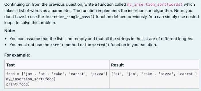Solved Write a function called shifting (words, index) which | Chegg.com