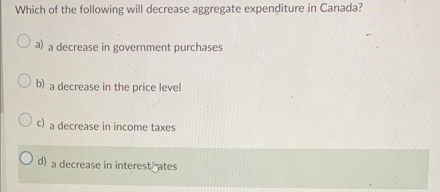 Solved Which of the following will decrease aggregate | Chegg.com