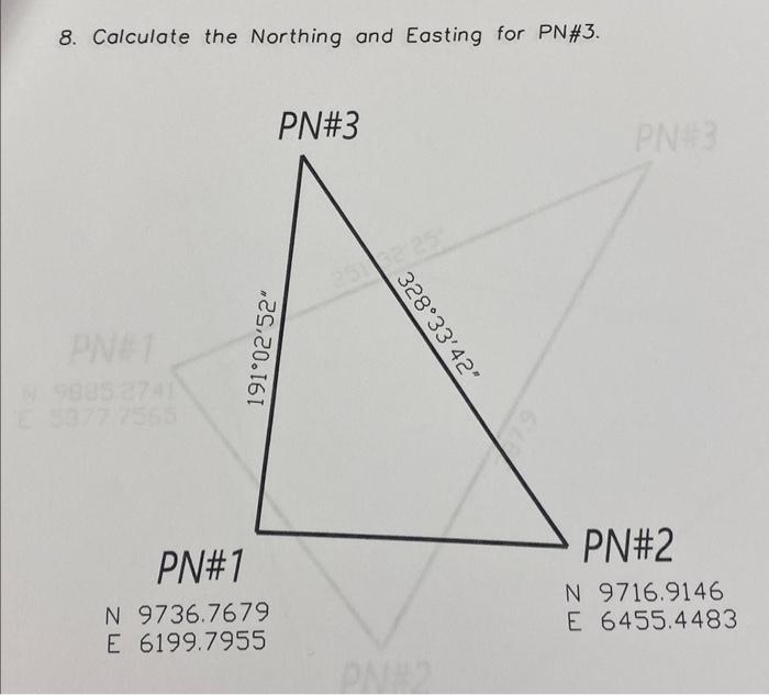 Solved 8. Calculate the Northing and Easting for PN\#3. | Chegg.com