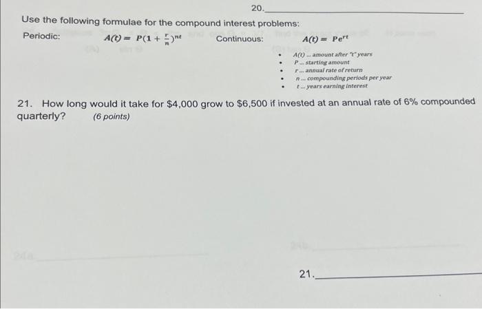 Use the following formulae for the compound interest | Chegg.com