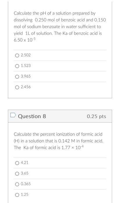 Solved Calculate the pH of a solution prepared by dissolving | Chegg.com