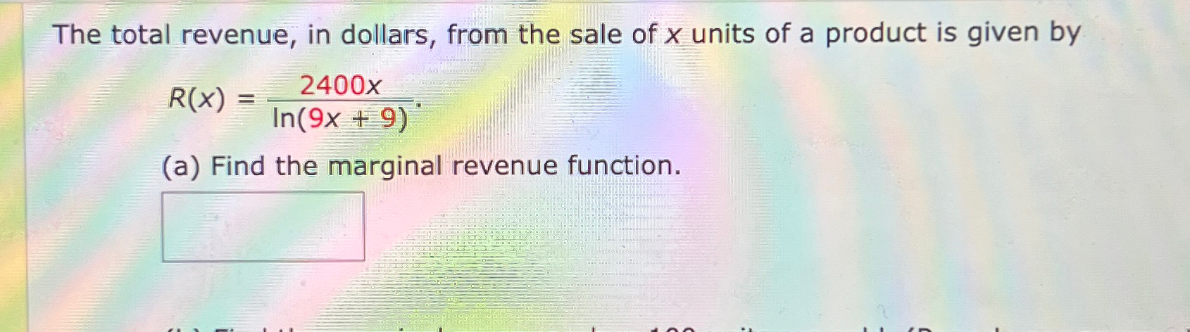 Solved The total revenue, in dollars, from the sale of x | Chegg.com