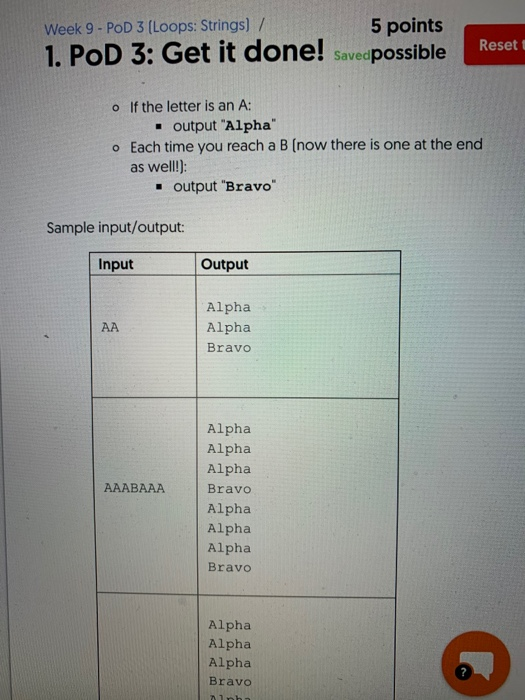 Solved Week 9-PoD 3 (Loops: Strings) / 1. PoD 3: Get it | Chegg.com