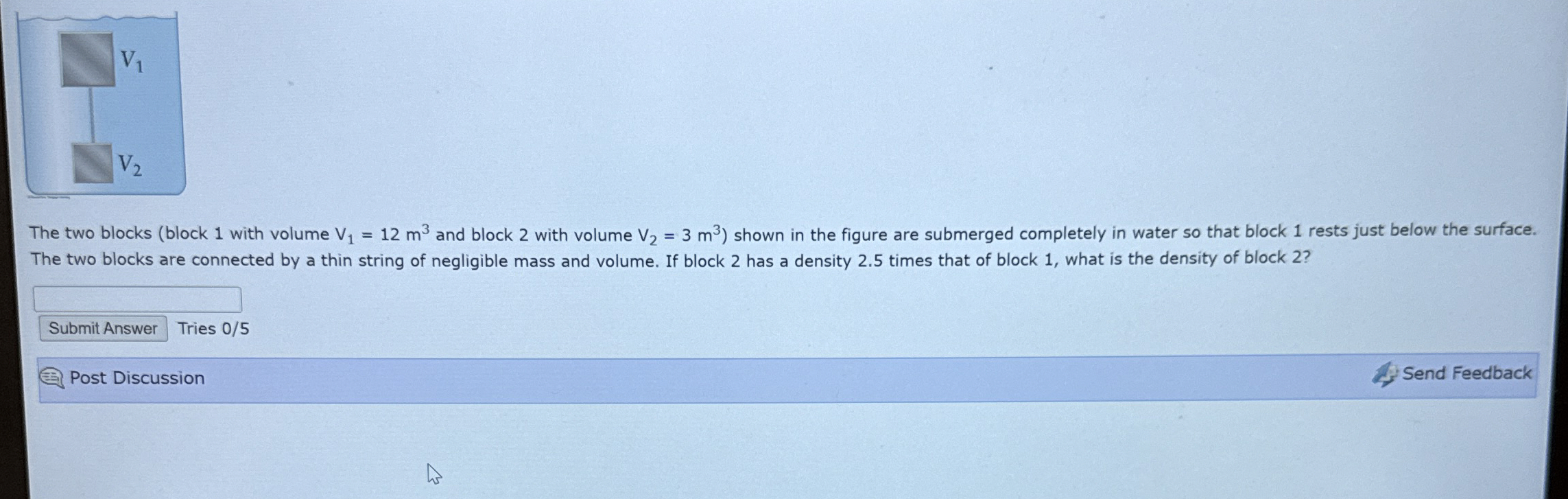 Solved The two blocks (block 1 ﻿with volume V1=12m3 ﻿and | Chegg.com