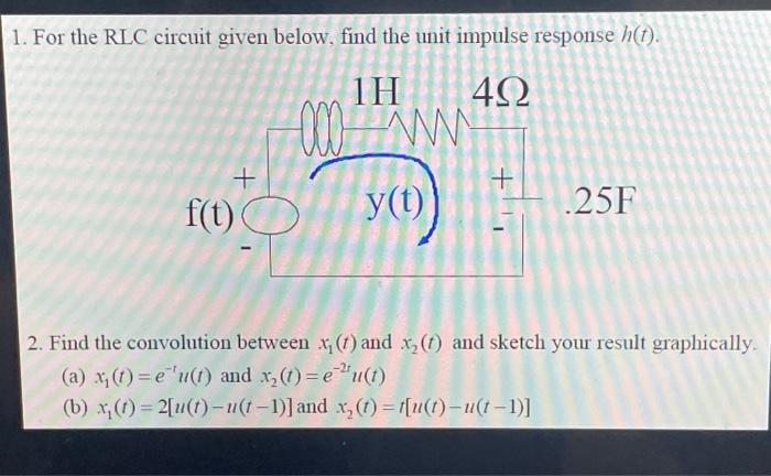 Solved 1. For the RLC circuit given below, find the unit | Chegg.com