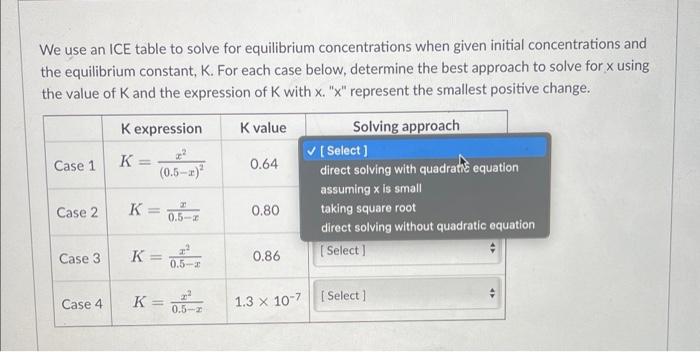 Solved We use an ICE table to solve for equilibrium | Chegg.com | Chegg.com