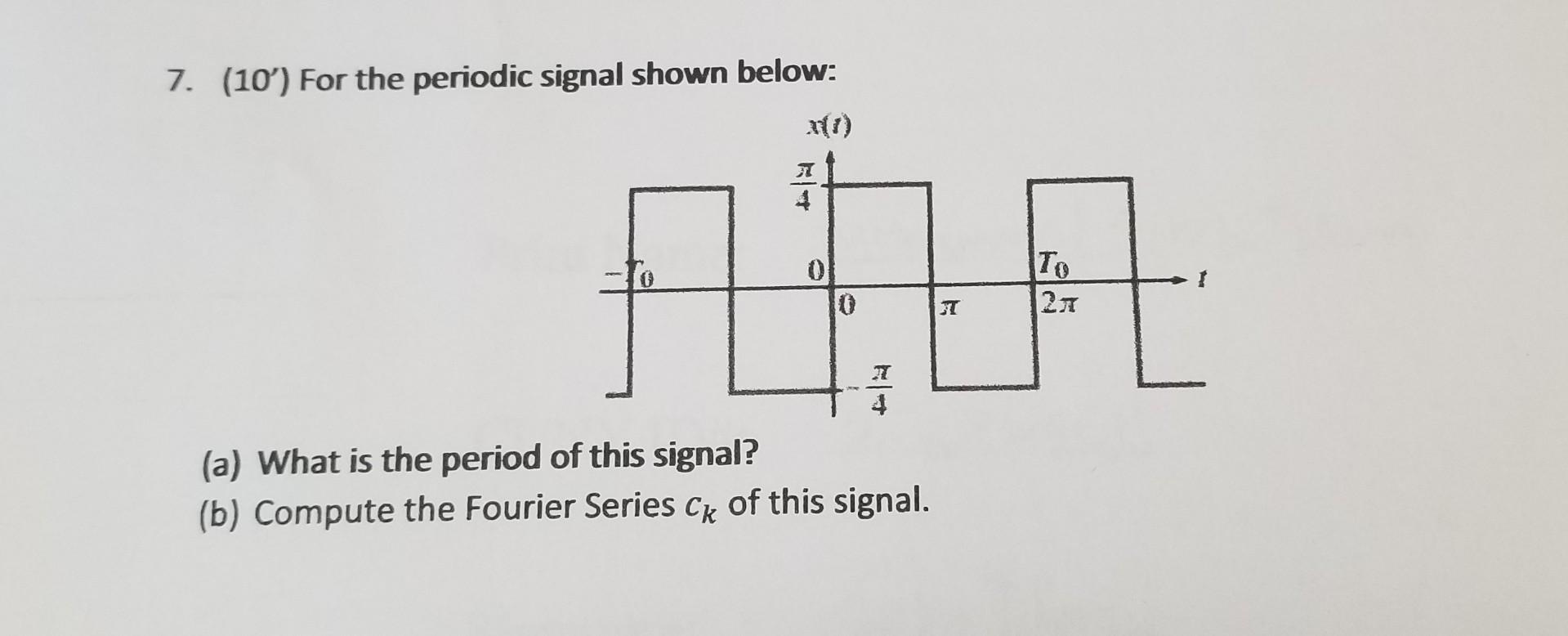 Solved 7. (10') For the periodic signal shown below: (a) | Chegg.com