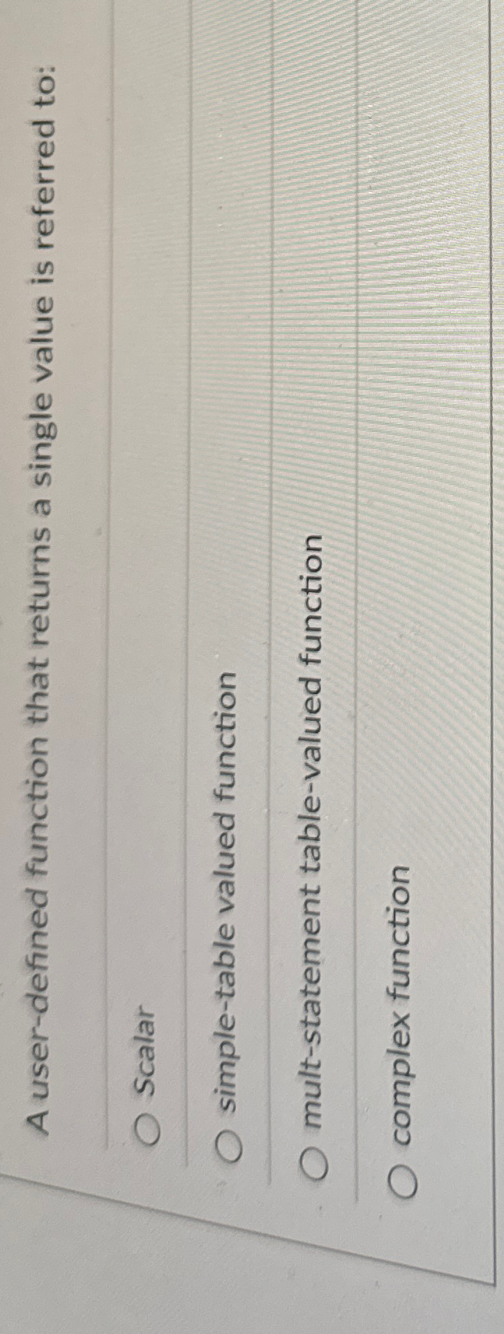 Solved A user-defined function that returns a single value | Chegg.com