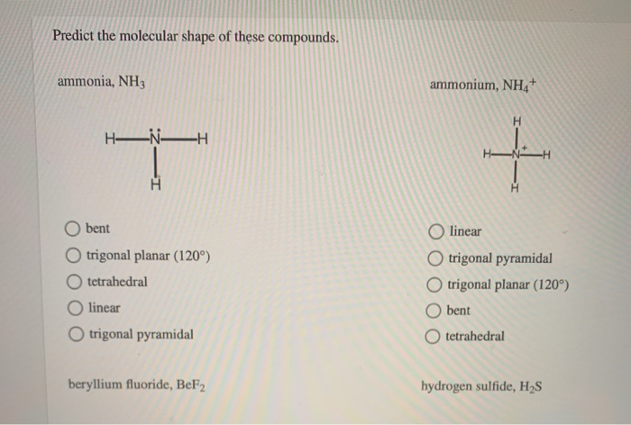 Solved Predict the molecular shape of these compounds. | Chegg.com