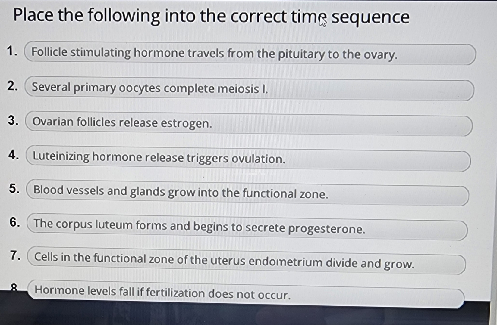 Solved Place the following into the correct tim | Chegg.com