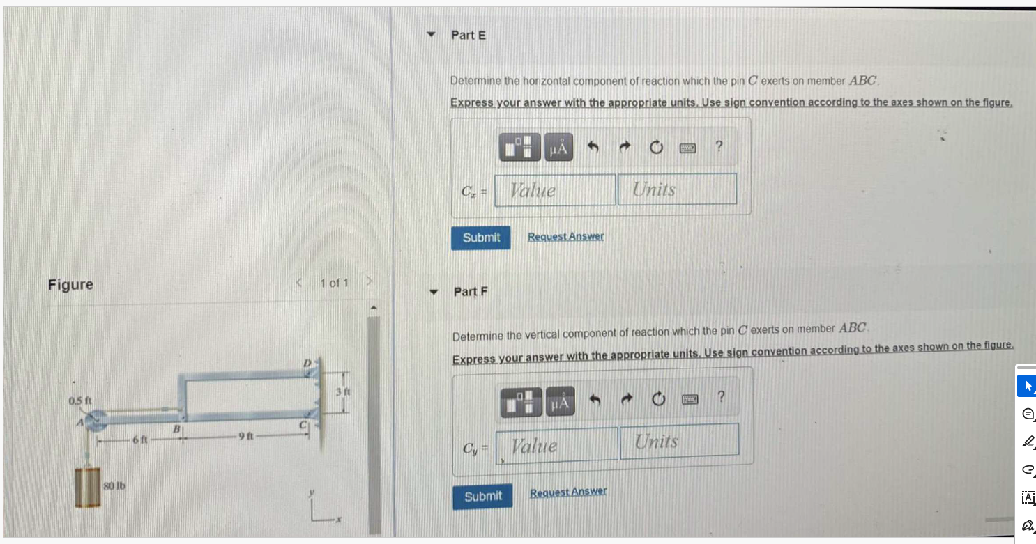 Solved Part E Determine the horizontal component of reaction | Chegg.com